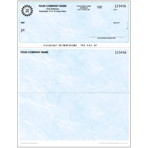 290L Preprinted Top Check